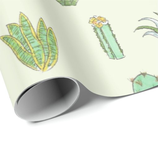 Mint Green Cactus Print Wrapping Paper | Zazzle