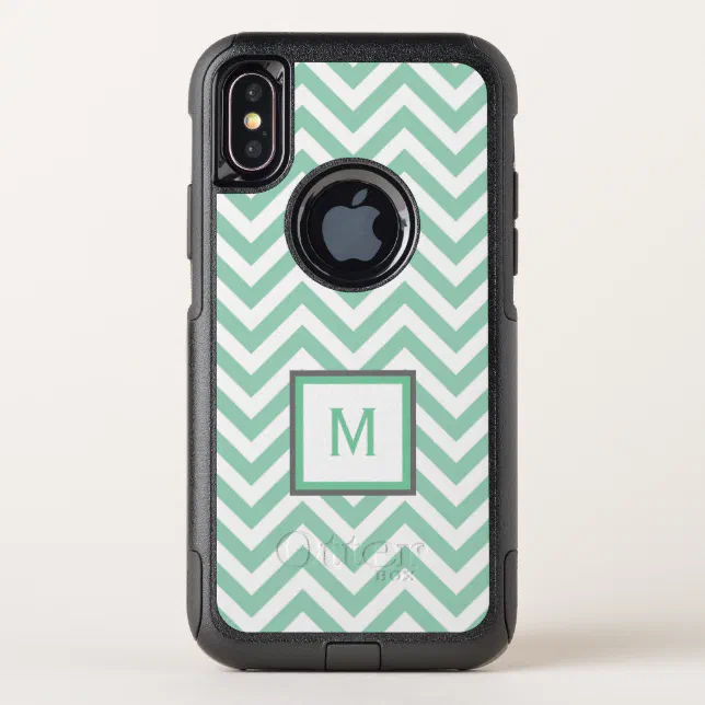 Mint Green Chevron Monogrammed Otterbox Case | Zazzle