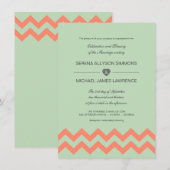 Mint Green & Coral Chevron Wedding Invitation | Zazzle