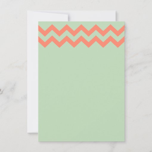 Mint Green & Coral Chevron Wedding Invitation | Zazzle