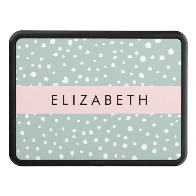 Mint Green Dalmatian Dots, Spots, Your Name Hitch Cover | Zazzle