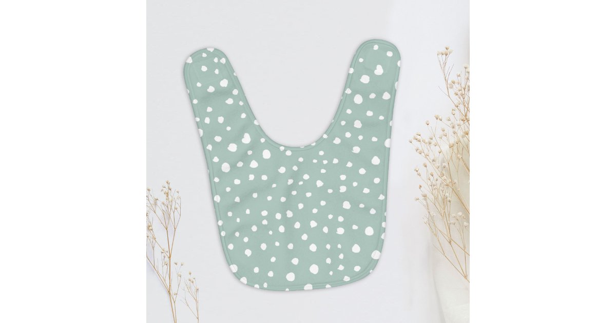 Mint Green Dalmatian Spots, Dalmatian Dots, Dotted Baby Bib | Zazzle