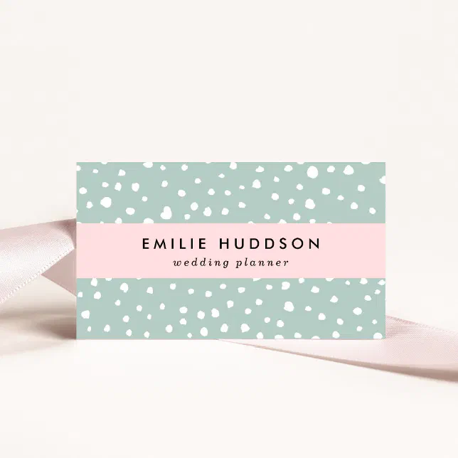 Mint Green Dalmatian Spots, Dalmatian Dots, Dotted Business Card | Zazzle