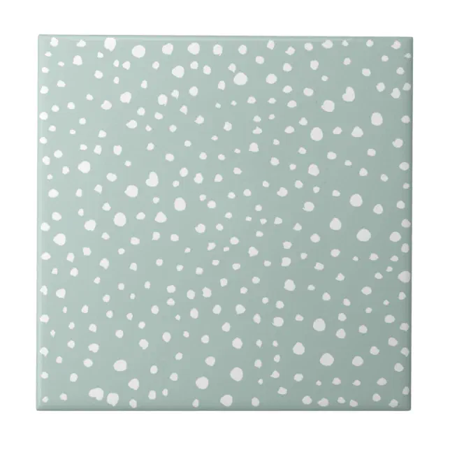 Mint Green Dalmatian Spots, Dalmatian Dots, Dotted Ceramic Tile | Zazzle