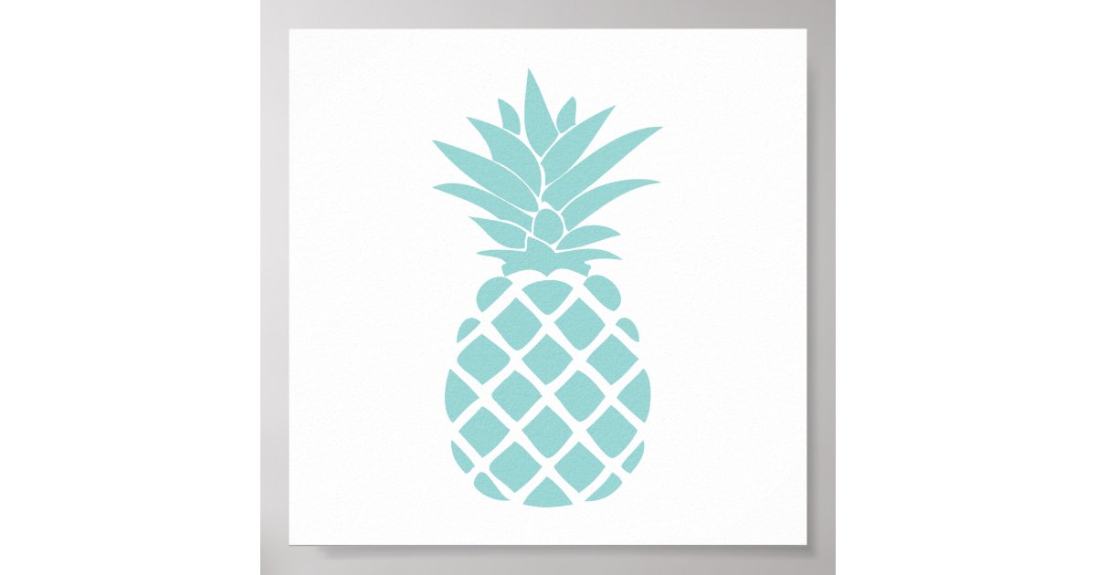 Mint Green Decorative Pineapple Shape Poster | Zazzle