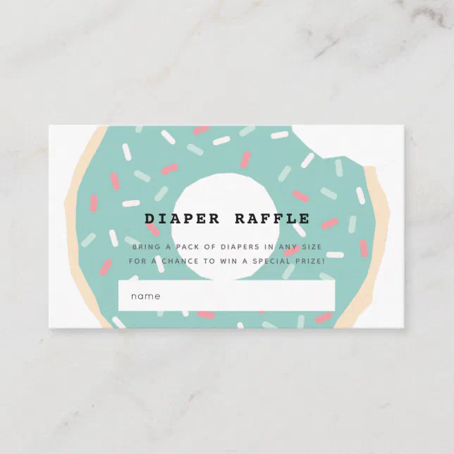 Mint Green Donut Baby Shower Diaper Raffle Ticket Enclosure Card | Zazzle