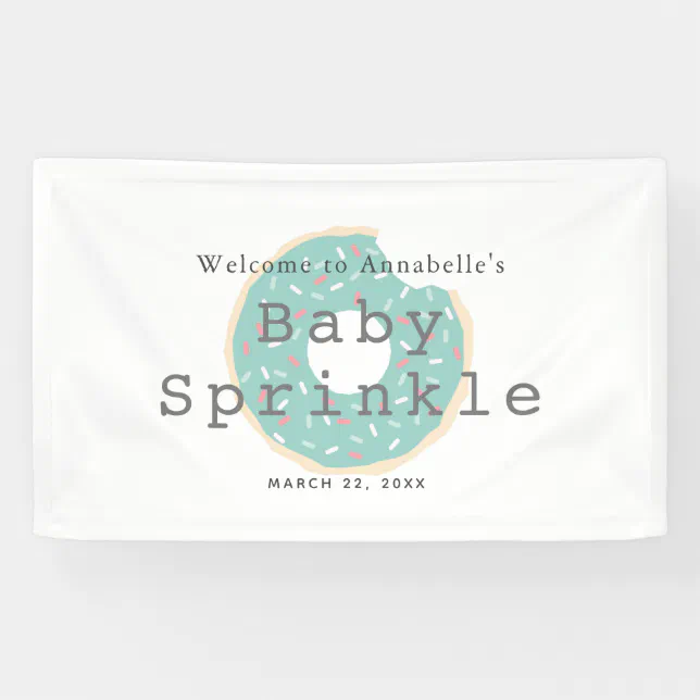 Mint Green Donut Baby Sprinkle / Shower Banner | Zazzle
