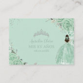 Mint Green Floral Silver Quinceañera QR Code RSVP Enclosure Card | Zazzle