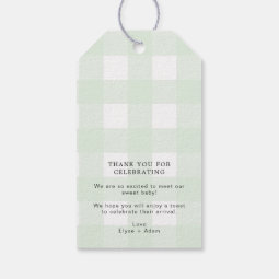 Mint Green Gingham Pop It When She Pops Favor Tag | Zazzle