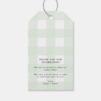 Mint Green Gingham Pop It When She Pops Favor Tag | Zazzle