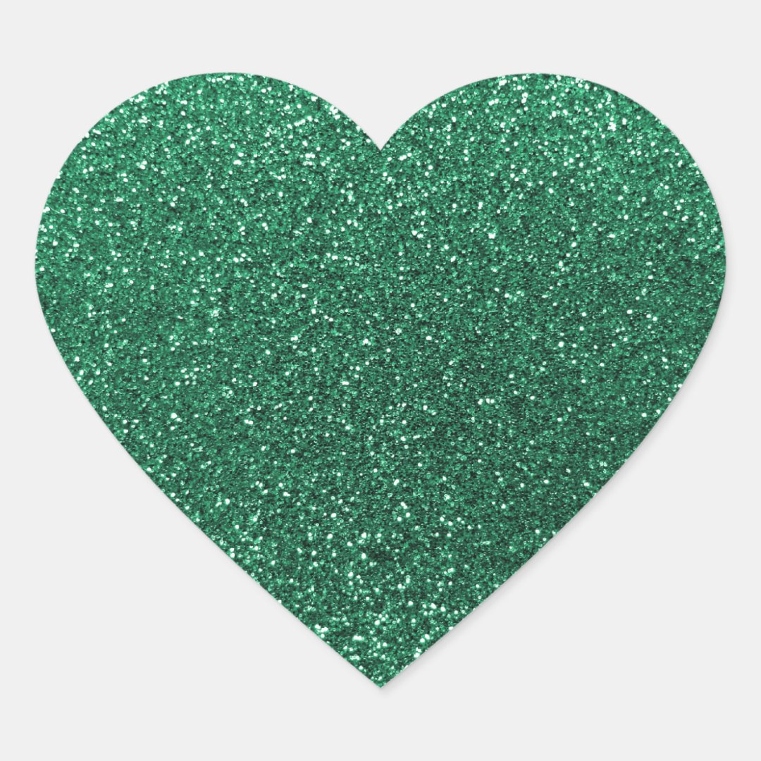 Mint green glitter heart sticker | Zazzle
