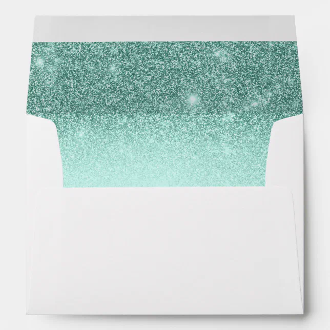 Mint Green Glitter Ombre Sparkle Envelope Wedding | Zazzle