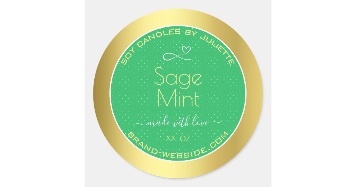 Mint Green Gold Effect Product Packaging Labels | Zazzle