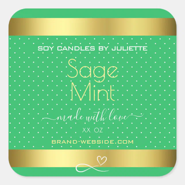 Mint Green Gold Effect Product Packaging Labels | Zazzle