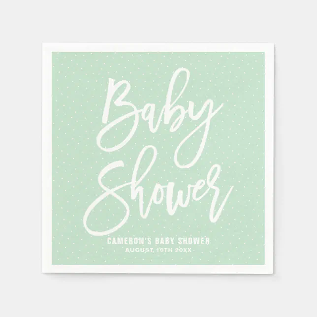 Mint Green Hand Lettered Baby Shower Paper Napkins | Zazzle