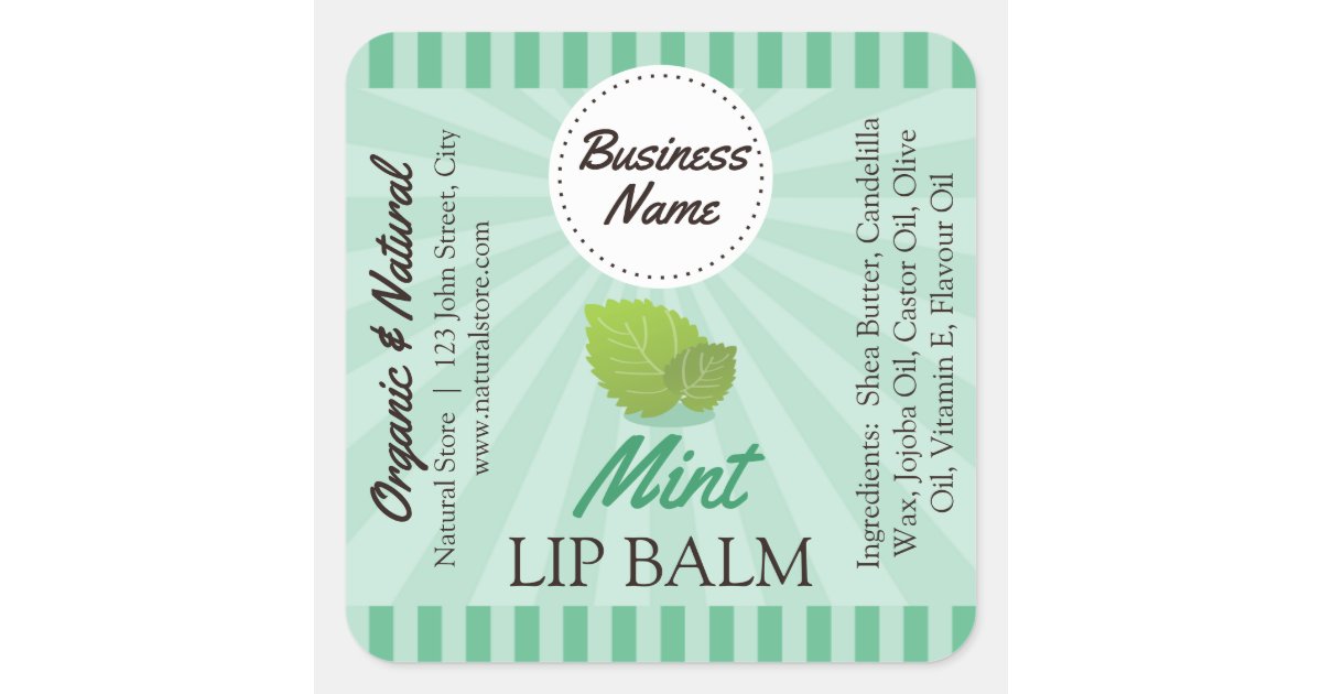 Mint Green - Lip Balm Label - 1.25" Square | Zazzle