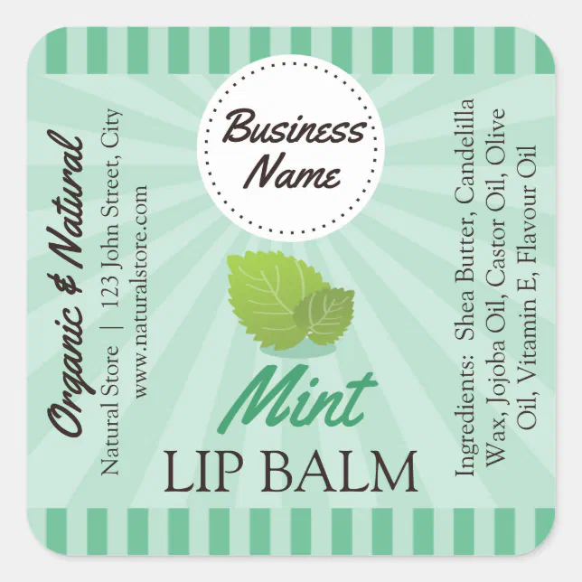 Mint Green - Lip Balm Label - 1.25" Square | Zazzle