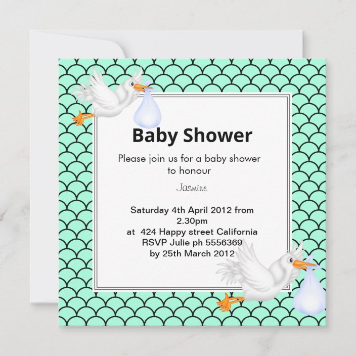 Mint green Mermaid stork baby shower invite | Zazzle.com