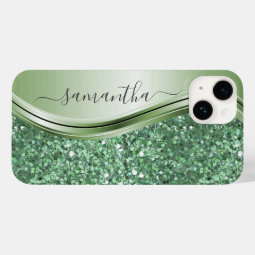Mint Green Metallic Glitter Bling Handwritten Case-Mate iPhone Case ...