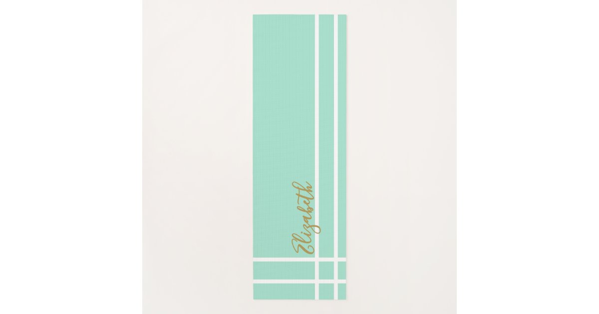 Mint green minimalist custom name ladies modern yoga mat | Zazzle