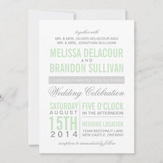 Mint Green Modern Typography Wedding Invitation | Zazzle