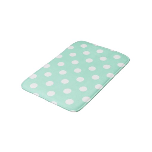 Mint green polka dots bathroom rug | Zazzle