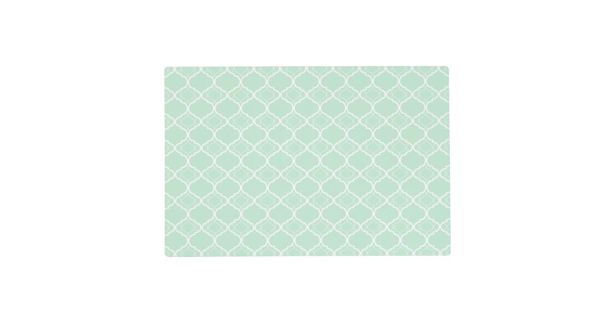 Mint Green Quatrefoil Geometric Pattern Placemat | Zazzle