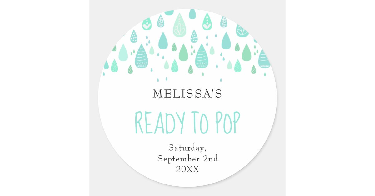 Mint green raindrops Ready to Pop Classic Round Sticker | Zazzle
