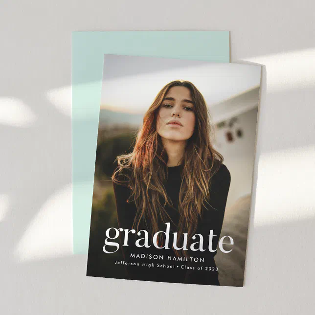 Mint Green | Refined Photo Graduation Announcement | Zazzle