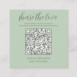 Mint Green | Share The Love QR Code Enclosure Card | Zazzle