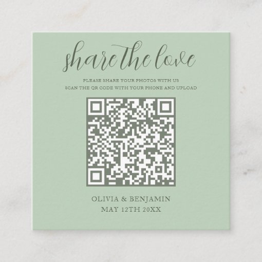 Mint Green | Share The Love QR Code Enclosure Card | Zazzle