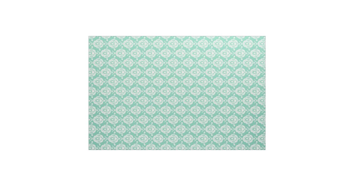 Mint Green Vintage Floral Damask Pattern Fabric | Zazzle