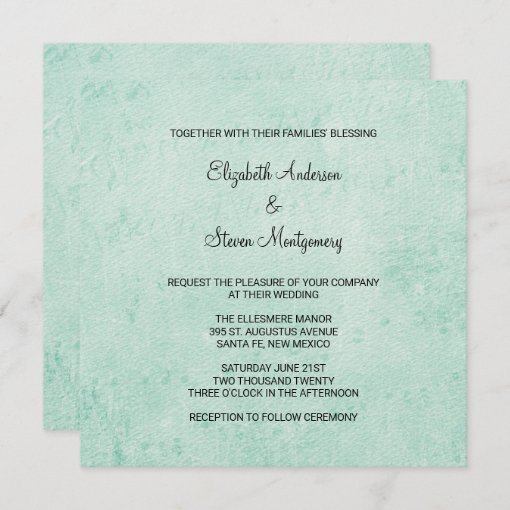 Mint Green Vintage paper texture Wedding Invitation | Zazzle