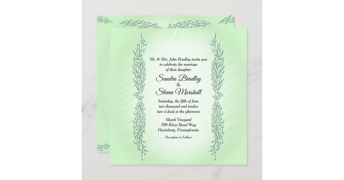 Mint Green Wedding Invitation | Zazzle
