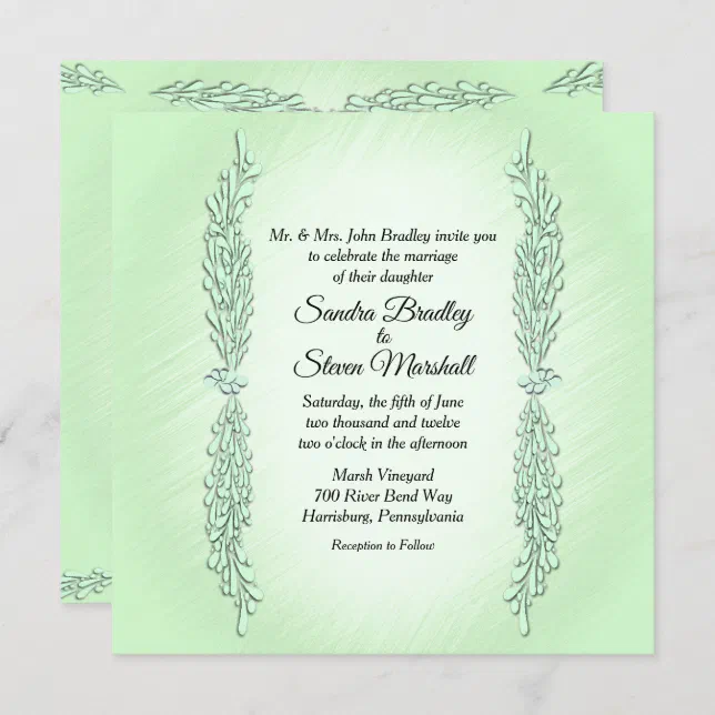 Mint Green Wedding Invitation | Zazzle
