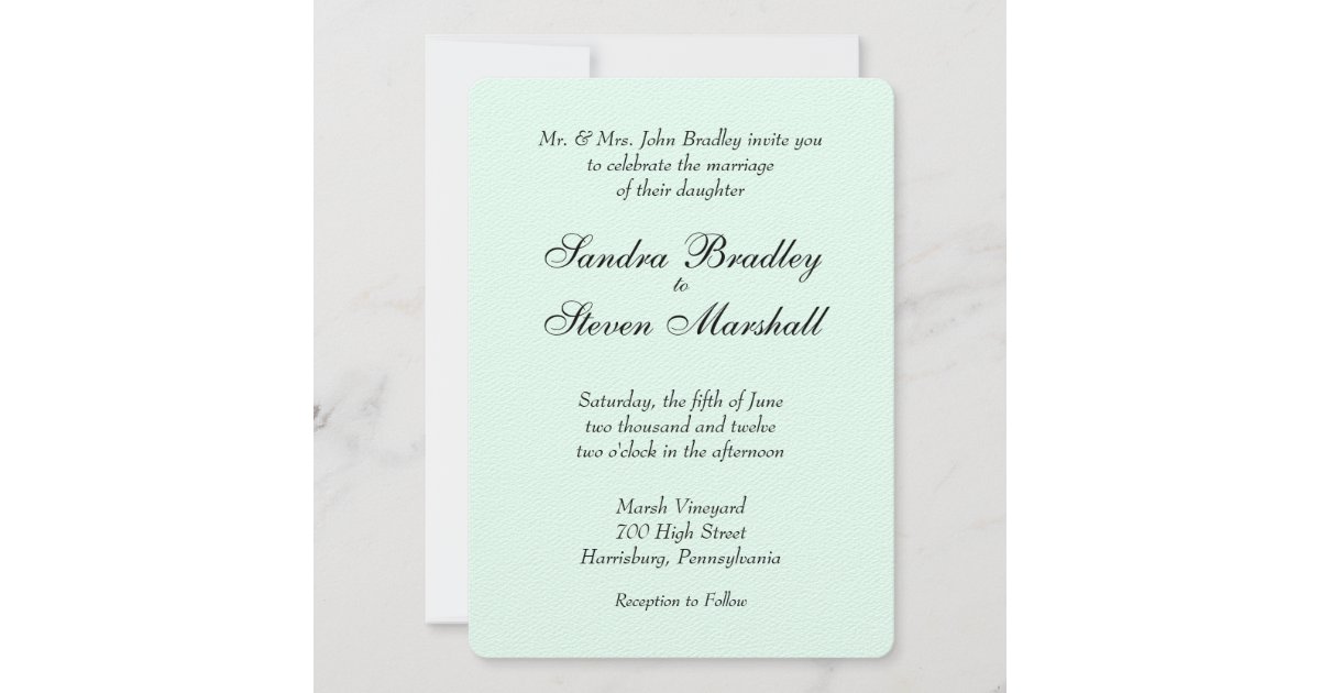 Mint Green Wedding Invitation | Zazzle
