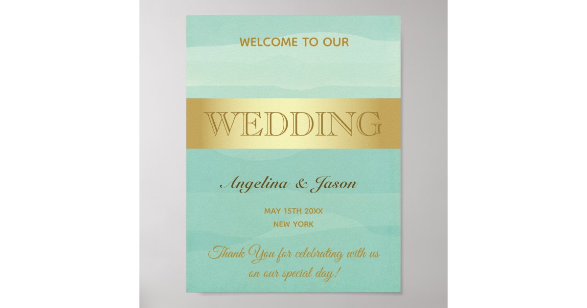Mint Green Welcome Wedding Poster | Zazzle