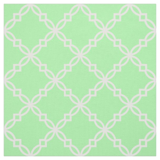 Modern Mint Green And White Large Polka Dots Fabric