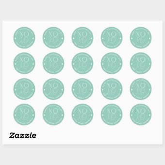 Mint Green XOXO Personalized Valentine's Day Classic Round Sticker | Zazzle