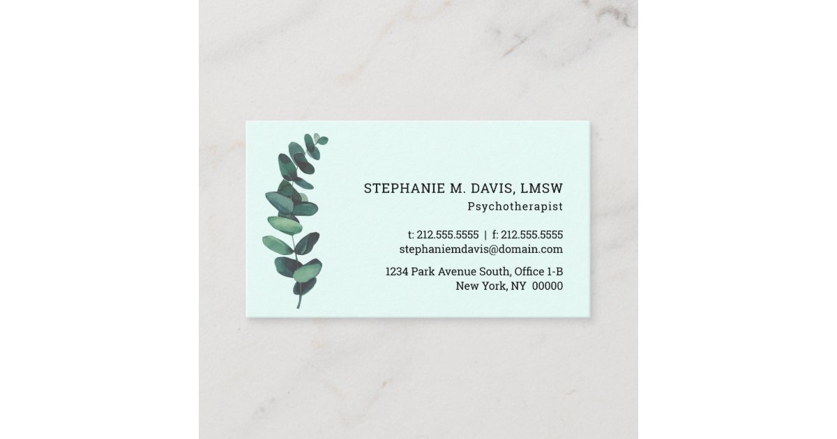 Mint Greenery Business Card | Zazzle