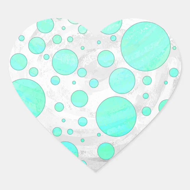 Mint Ice Aqua Blue Polka Dots Heart Sticker | Zazzle
