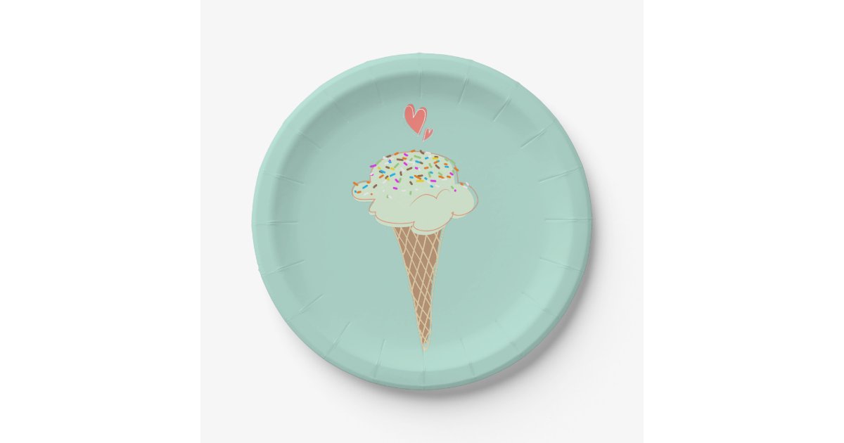Mint Ice Cream Cone Paper Plates | Zazzle