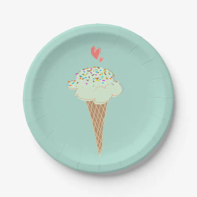 Mint Ice Cream Cone Paper Plates | Zazzle