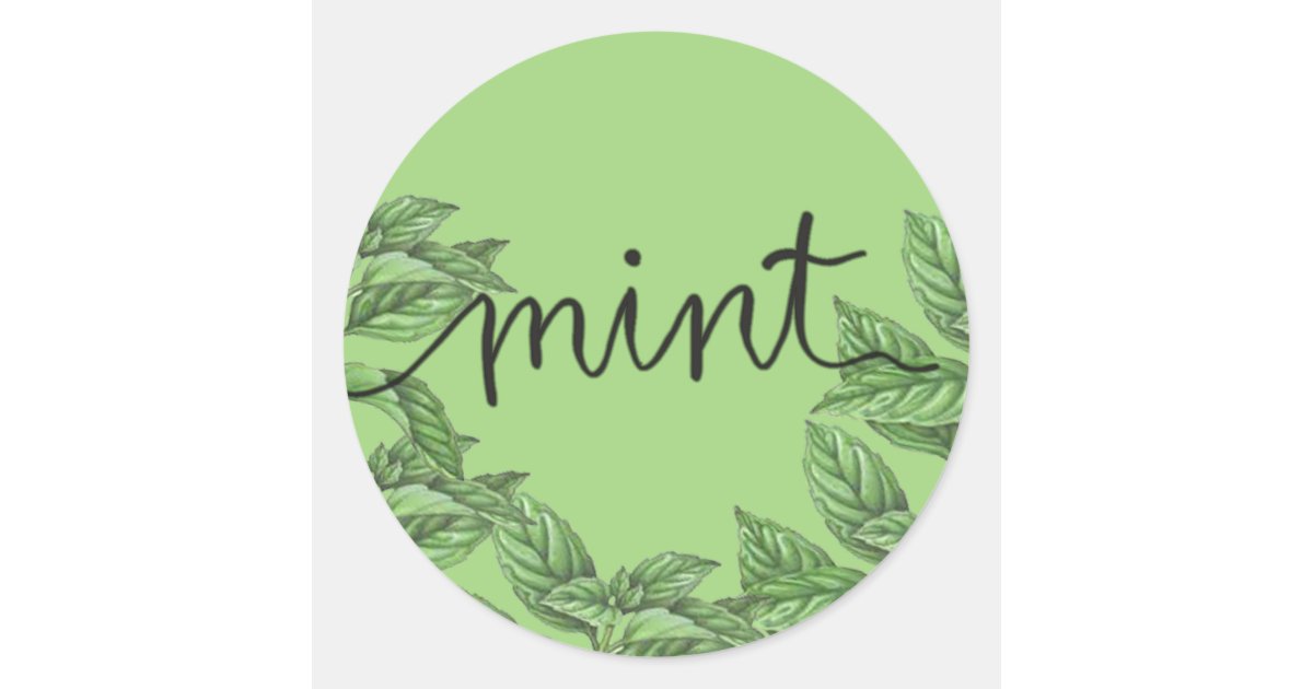 Mint leaves classic round sticker | Zazzle