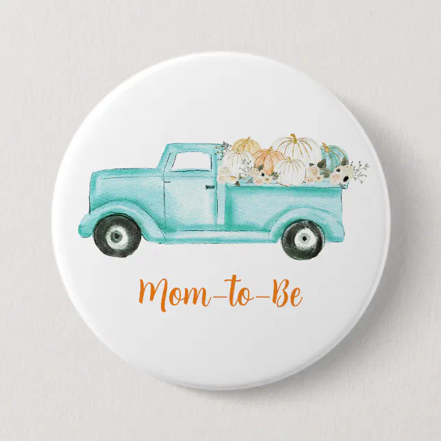Mint Little Pumpkin Baby Shower Mom to Be Button | Zazzle