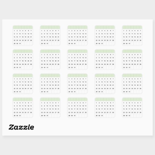 Mint Monthly Calendar Square Sticker | Zazzle