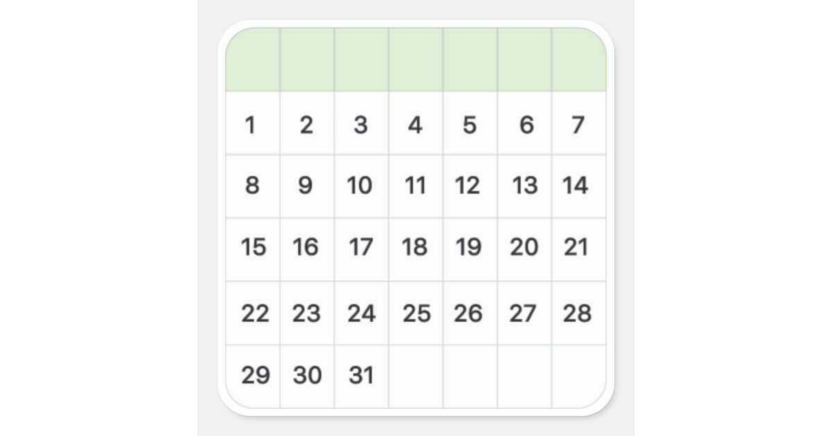Mint Monthly Calendar Square Sticker | Zazzle
