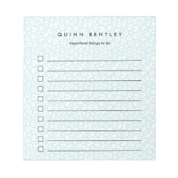 Mint | Pastel Leopard Print Personalized Notepad | Zazzle