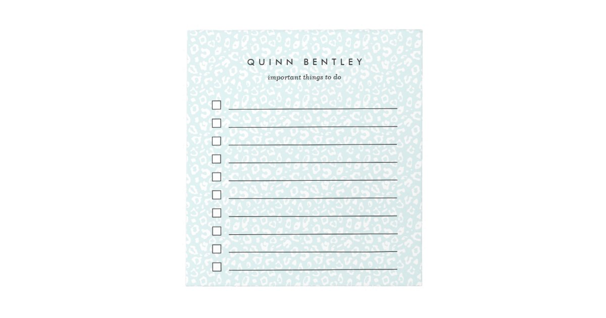 Mint | Pastel Leopard Print Personalized Notepad | Zazzle