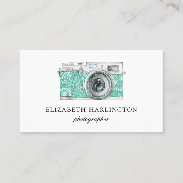 Mint photo camera card. Simple modern photography Business Card | Zazzle